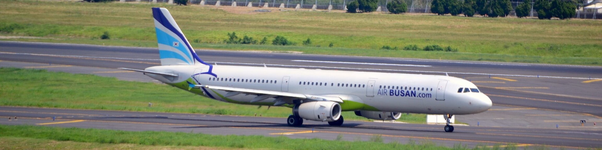 Airbus A321 of Air Busan at Taipei-TPE, 15/09/15. (Taken from room 726 of the Novotel Hotel.)
