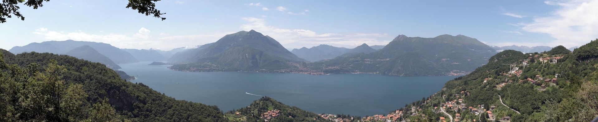 Lake Como, view west from a vantage point at the road from Perledo/Varenna to Esino Lario, Lombardy, Italy.