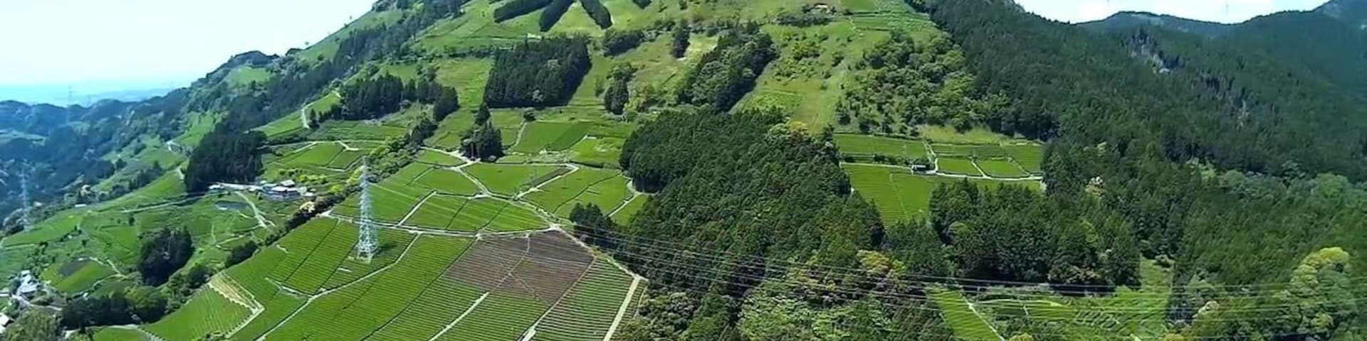 Aerial view of the East side of Awagatake (or Mount Awa) in Kakegawa & Shimada, Shizuoka prefecture, Japan.