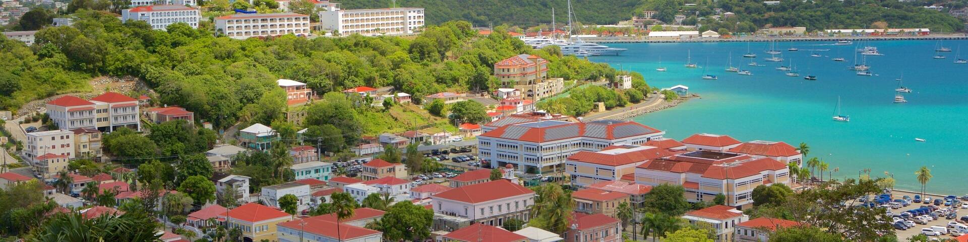 St. Thomas mostrando uma cidade litorânea e paisagem