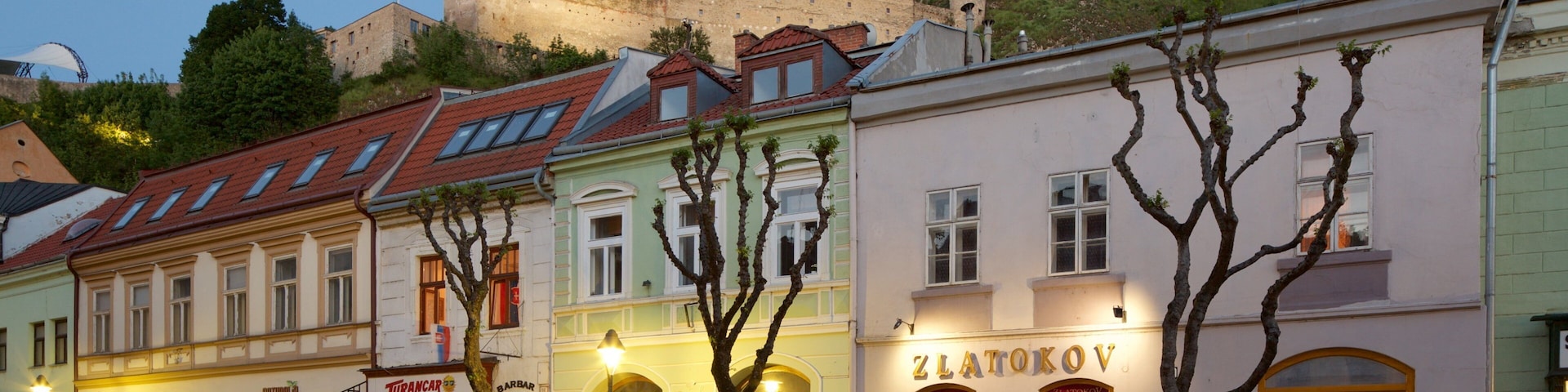 Trencin which includes street scenes