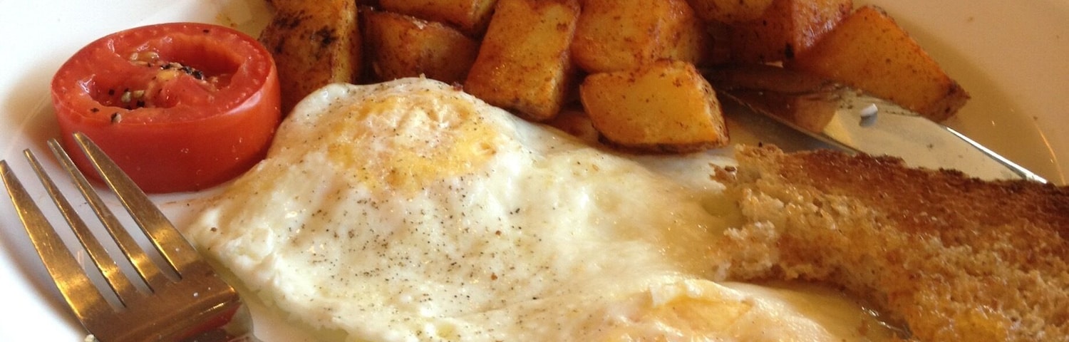 Typical breakfast of eggs, toast and potatoes you'd get at any of the Nairobi Java Coffee Houses in Kenya. #delicious
