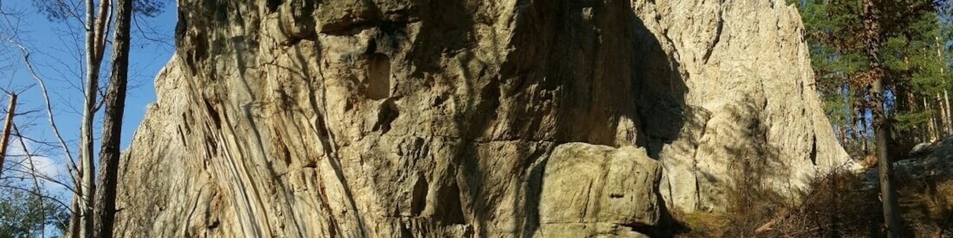 As you see very hard reachable rock, which is used for doing ancient cults by Thracian.It is situated deeply in the Rhodopes.