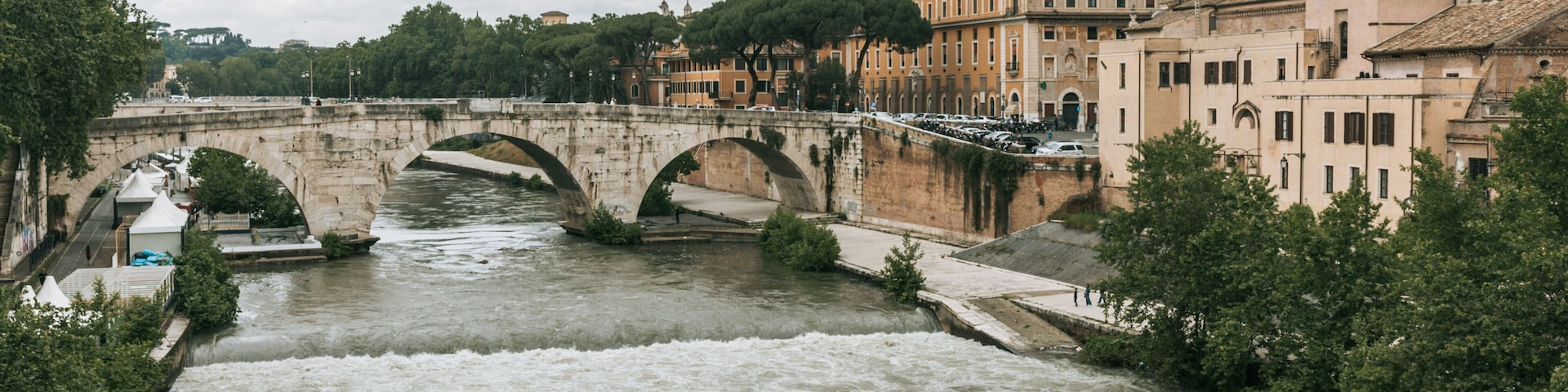 Tiber Island featuring a river or creek, landscape views and a bridge