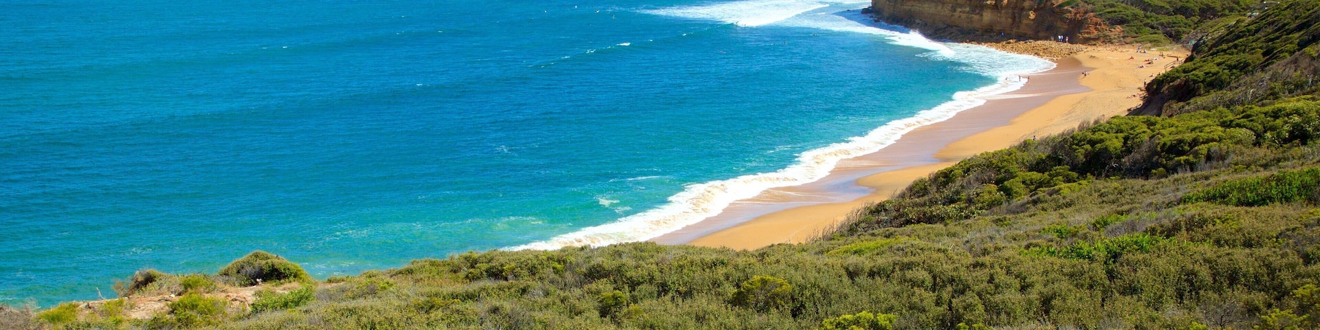 Bell\'s Beach mostrando uma baía ou porto e paisagem