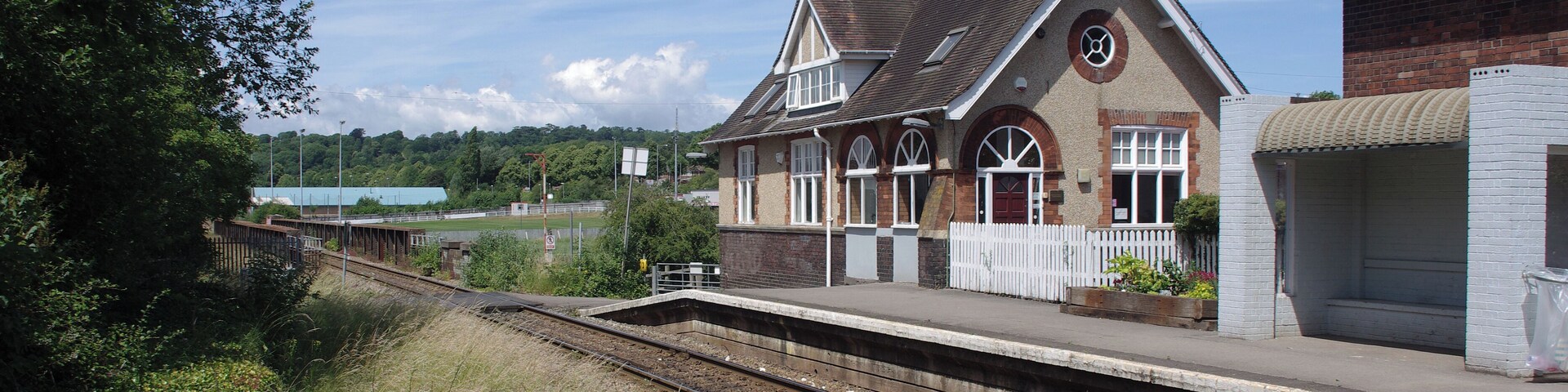 Sea Mills railway station on the Severn Beach Line, viewed from the disused up platform.