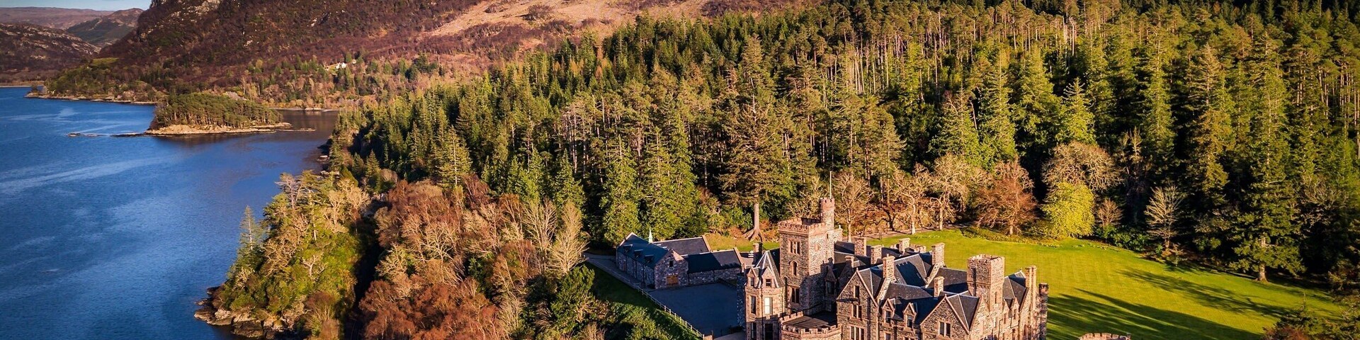 By the time I arrived at the Duncraig Castle the sun was in probably the worst position for photography. There was no chance to photograph the castle from the ground as there was too much sun glare everywhere, so I brought my drone up in the air and tried to get the sun on my back. It worked and here is my favourite result. This spectacular Highland castle was built in 1866 located in beautiful wooded grounds in a stunning coastal setting overlooking Plockton, Loch Carron and the Applecross Peninsula. It is just about to open again for the public after a long extensive renovation, so make sure you stop by if you in the area.