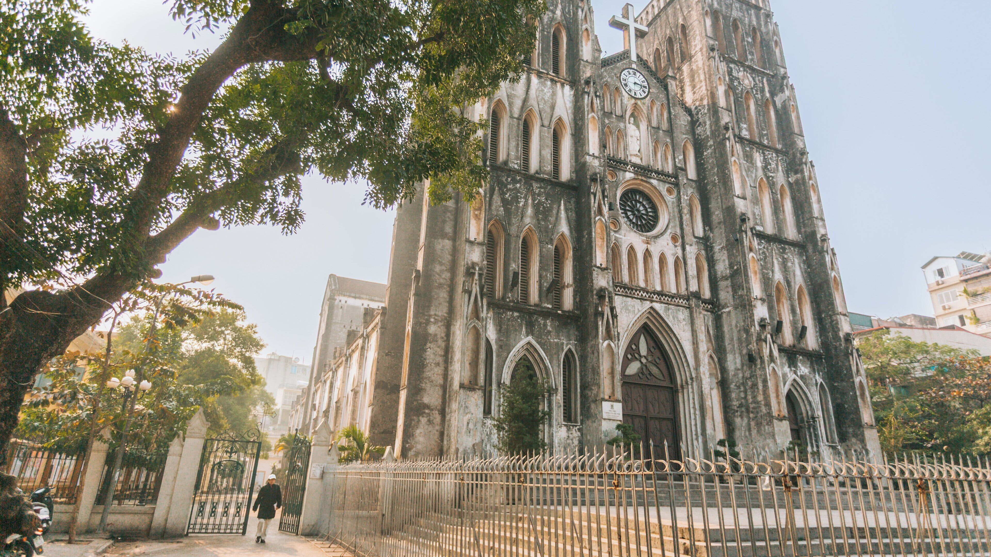 St. Joseph's Cathedral in Hanoi showcases Gothic architecture and serene atmosphere in the bustling heart of Vietnam