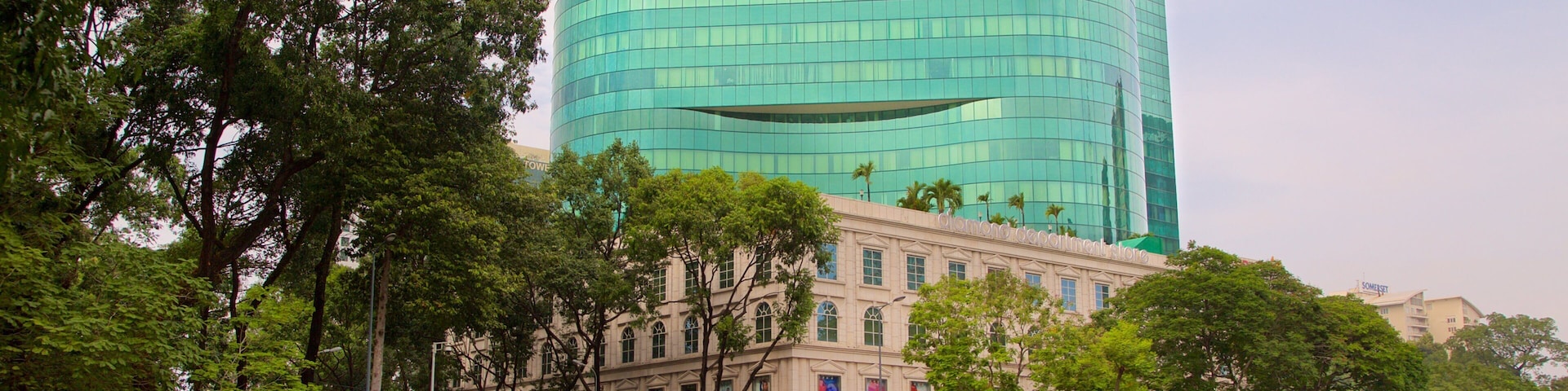 Diamond Plaza which includes modern architecture, heritage architecture and a square or plaza