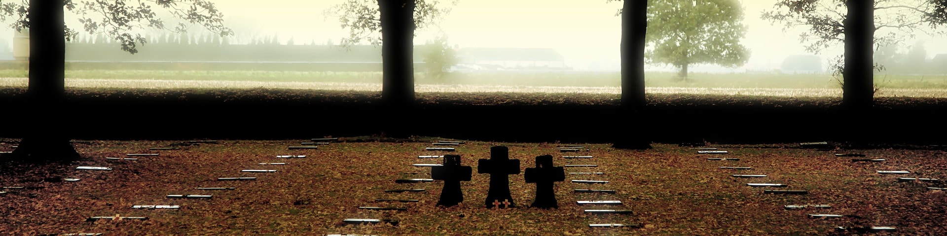 Langemarck German Cemetery Flanders.
Containing the remains of over 44.000 German soldiers. The stone crosses are symbolic and do not contain burials.
The flat stones signify a resting place, sometimes containing eight people. As the Belgians were very grudging after WW1 , to give up any land , for the Germans.
#OnTheRoad
