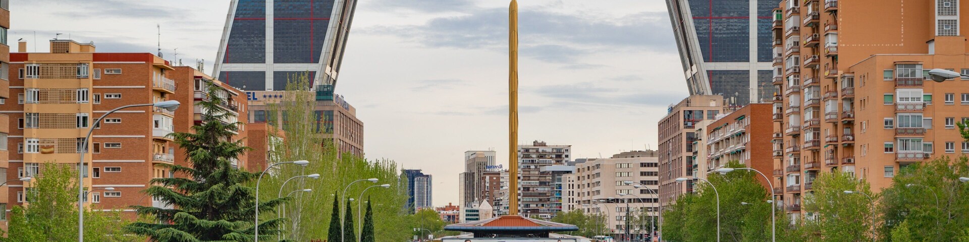 Plaza de Castilla featuring a city and a skyscraper
