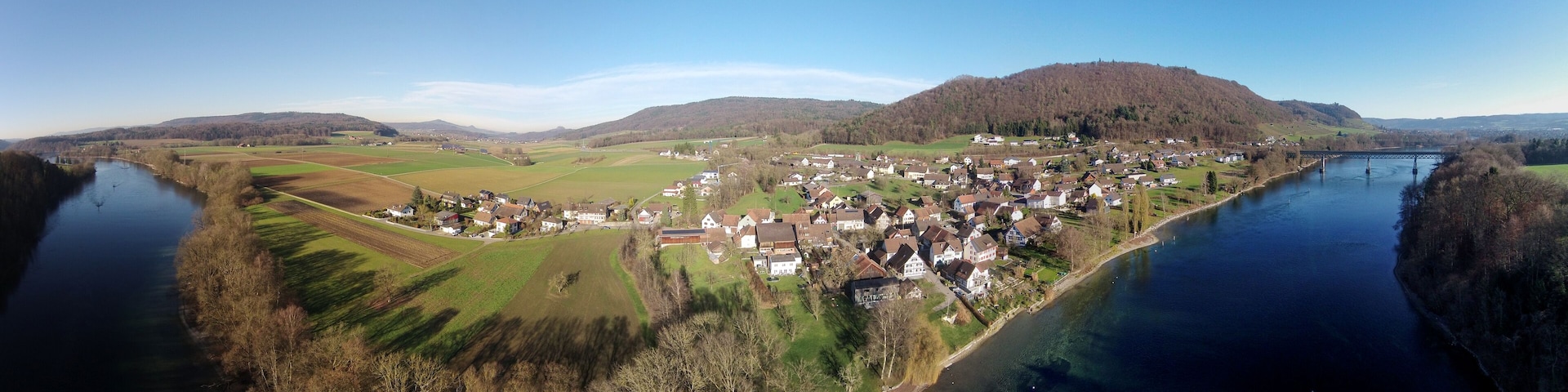 Switzerland, Canton of Schaffhausen, aerial views of Hemishofen