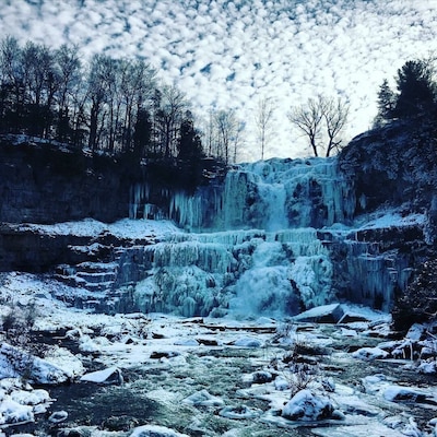 Chittenango falls. Have to climb over some fences in the winter time but it's worth it. #chittenangofalls #waterfalls #hiking #upstateny #waterlust #roadtrip