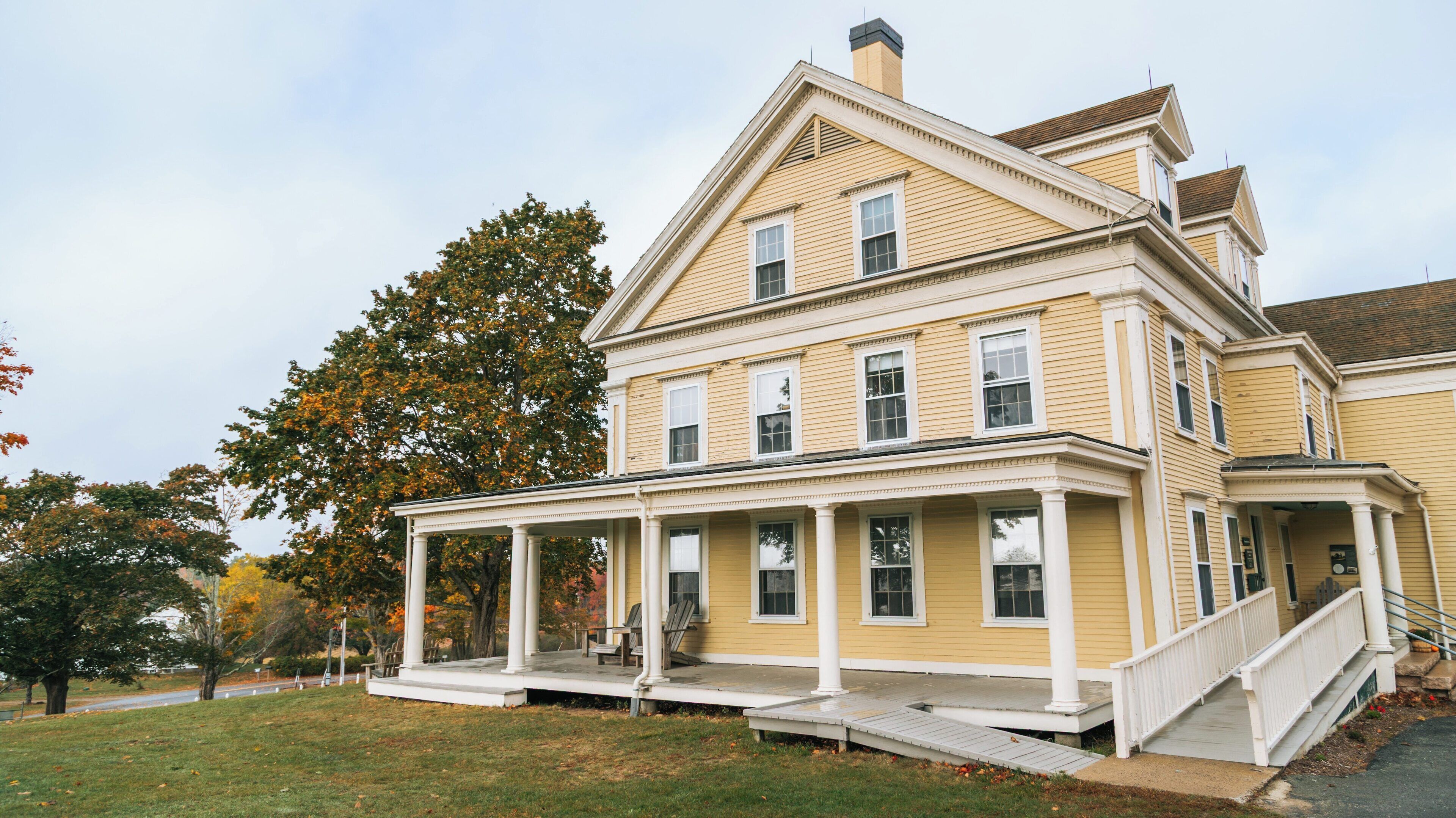 Explore the beautiful Wells Reserve at Laudholm Farms in Wells, Maine during a serene autumn day with stunning architecture and nature