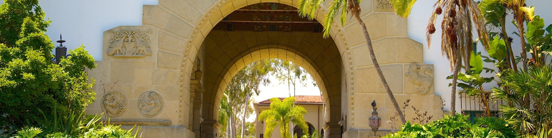Santa Barbara County Courthouse featuring heritage architecture and an administrative buidling