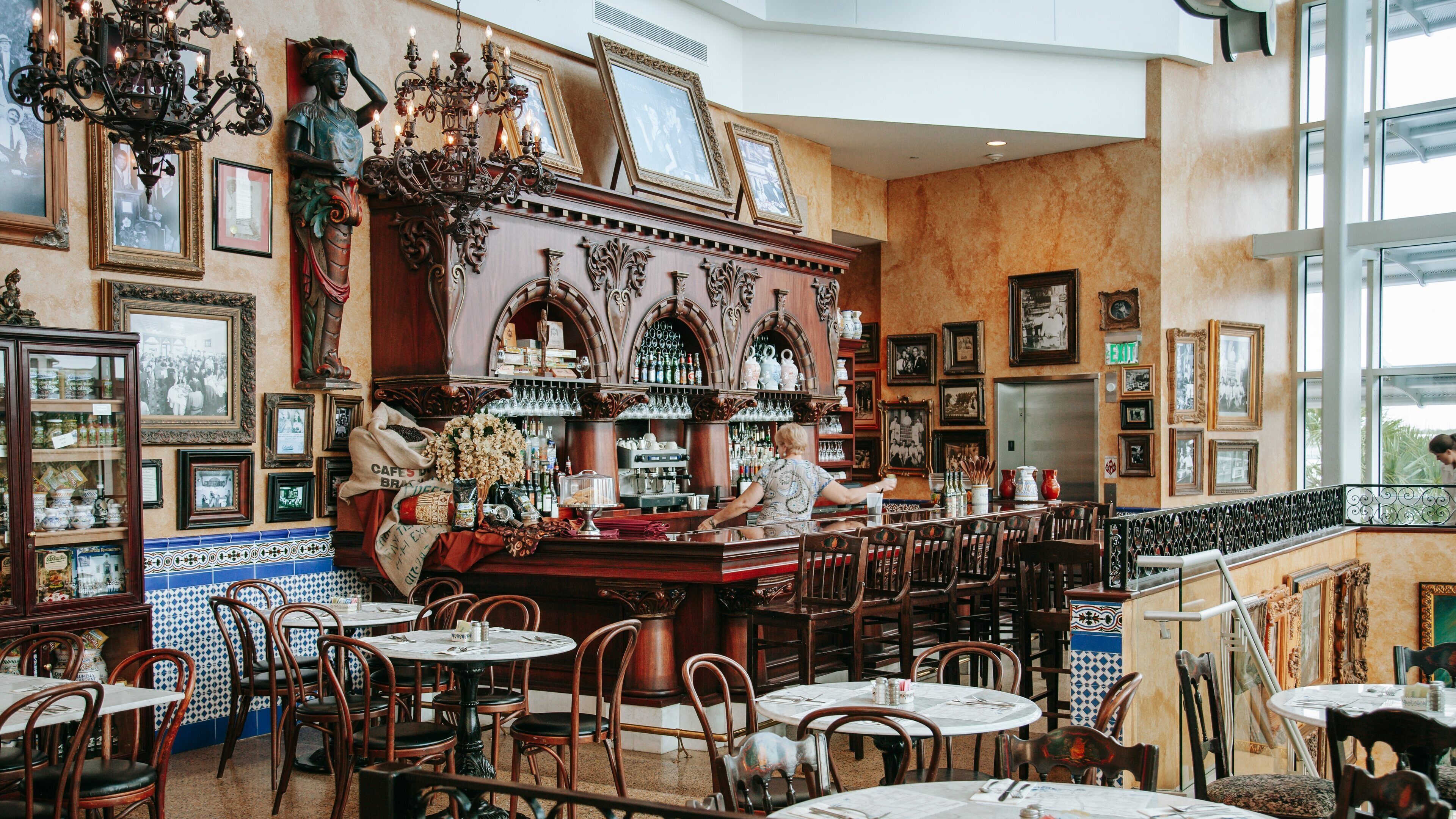 Tampa Bay History Center showing interior views and a bar