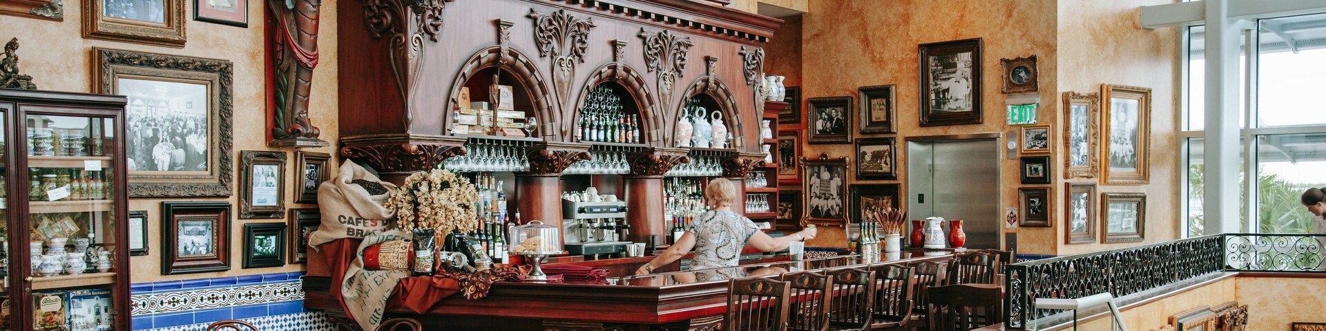 Tampa Bay History Center showing interior views and a bar