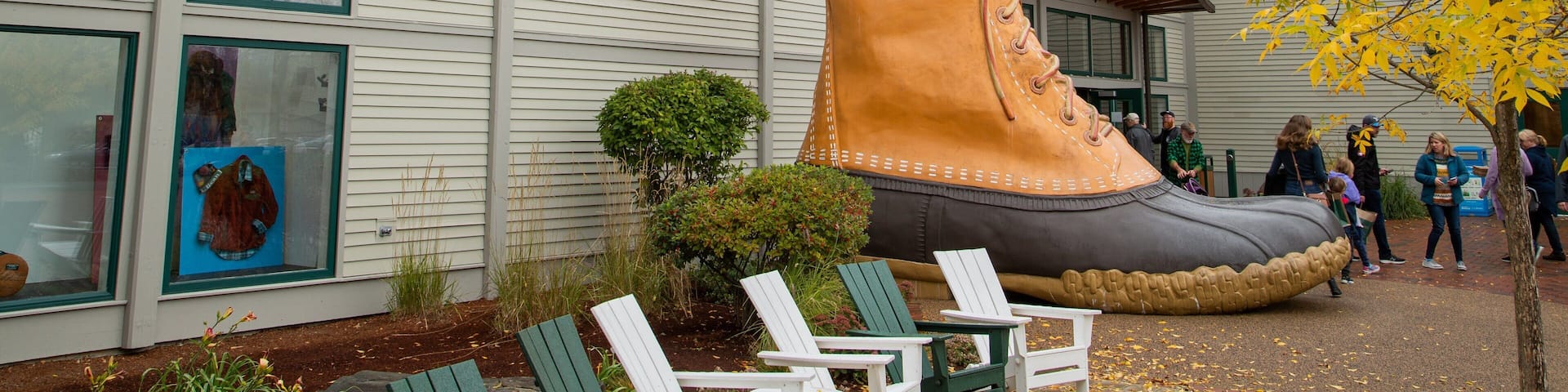 LL Bean Flagship Store showing outdoor art and signage