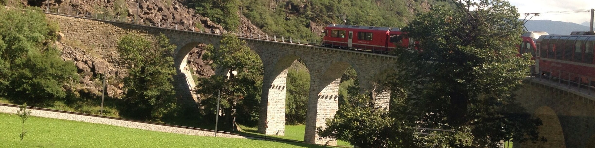 Cool circular viaduct at Brusio on the Bernina Express