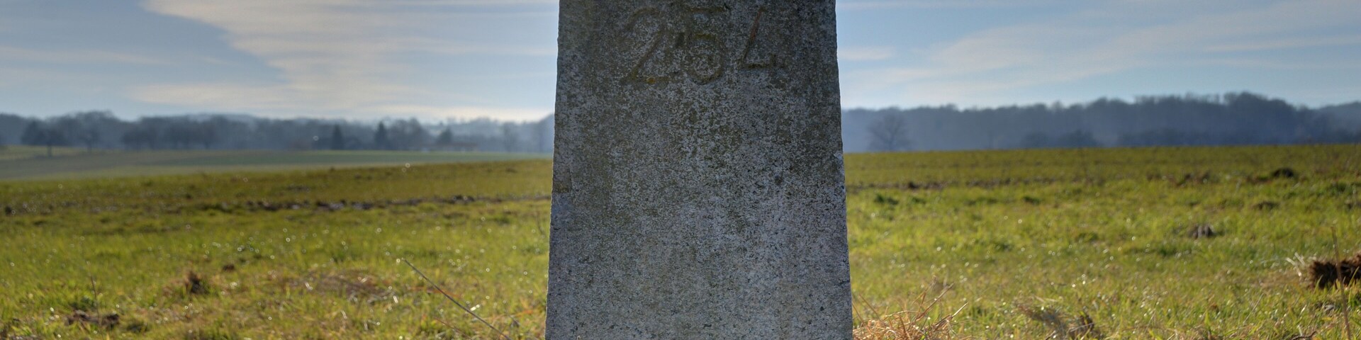 This file was uploaded with Commonist. This photograph was taken with a Nikon D300. Détail d'une des bornes frontière franco-suisse (HDR). Borne n° 254 côté numéro de borne.