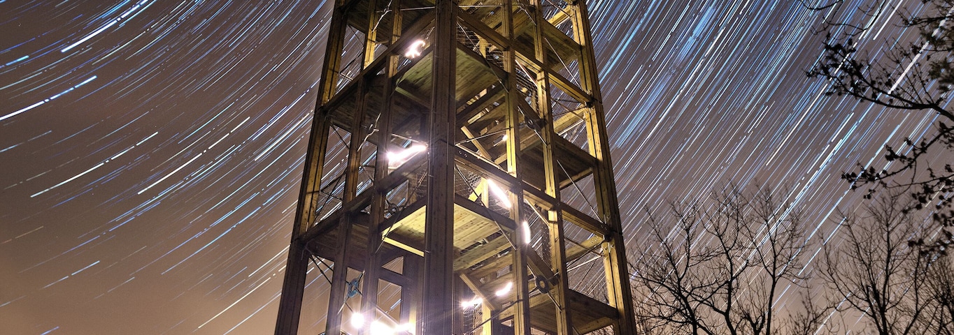 This viewpoint tower is on hill Velka Homola in the Little Carpathians in Slovakia. It is just about less then hour long hike from parking place near Zochova Chata. 
#Adventure #nature #viewpoint #nightsky #startrails #slovakia #travel #hike