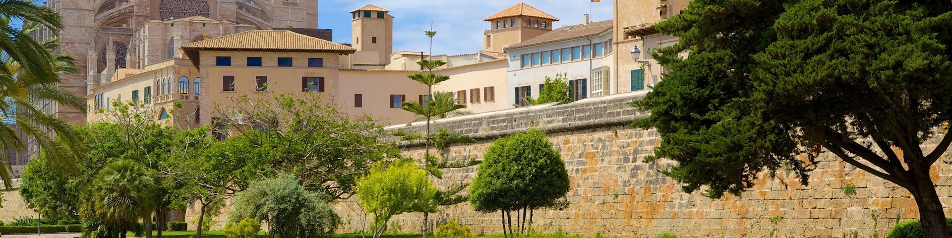 Parc de La Mar que inclui um parque, flores e arquitetura de patrimônio