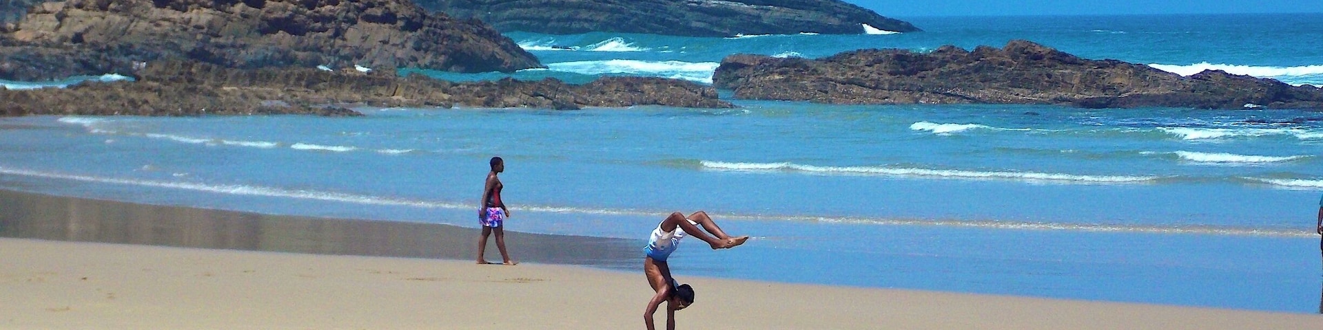 Port St. Johns is a town located in the Transkei, or better known as the Wild Coast in South Africa. There is a very nice beach, very wide and big, unfortunately swimming is not recommended due to a few deathly shark attacks they've had. Nonetheless it's nice to walk on the beach, or do some gym like some locals do. #beach