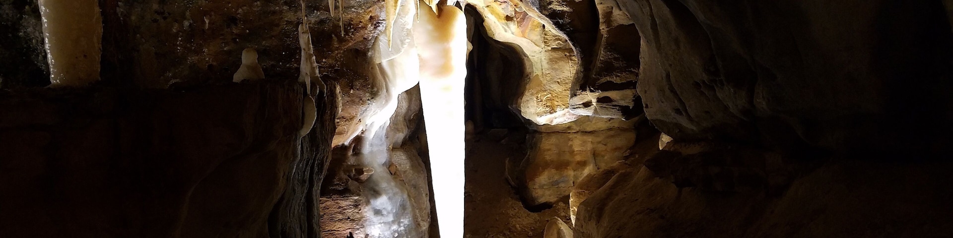 The Crystal King. The largest stalactite in Ohio. 4.5 ft. in length, an estimated 400 lbs. and 200,000 years old.