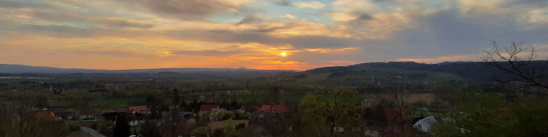 Amazing sunset on top of a hill around Kłodzko.