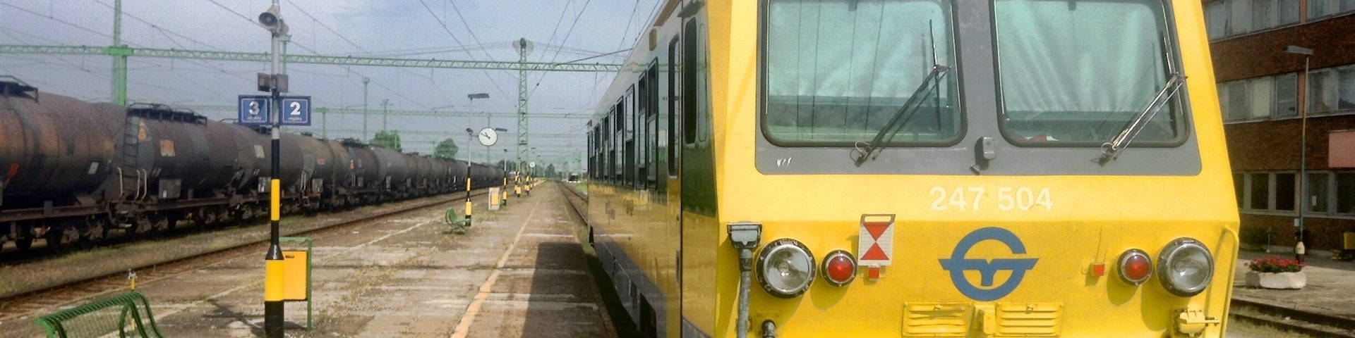 A local train from Rajka to Hegyeshalom.
Rajka is a Hungarian village close to the border with Slovakia, and can be easily reached from Bratislava by public transport.