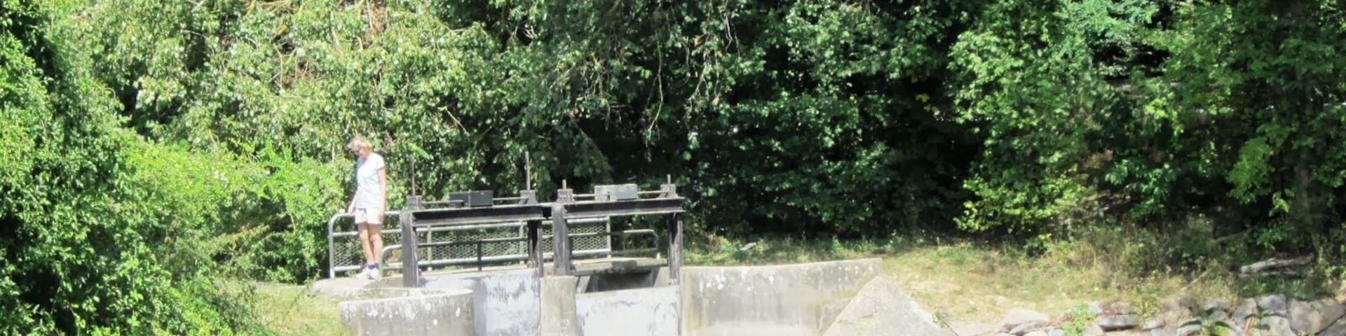 Water inlet of Ancien Canal du Rhône au Rhin near Neuf Brisach, Alsace, France