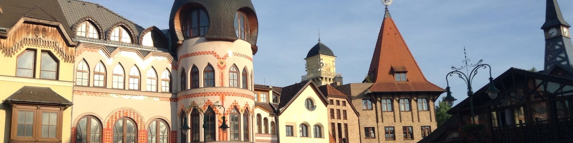 Komarno is a town situated on the Slovakian-Hungarian border.
Evropske namesti (Europe square) contains a variety of buildings that represent various historical architectural styles in Europe.
You can get here by direct train from Bratislava, or from Nove Zamky.