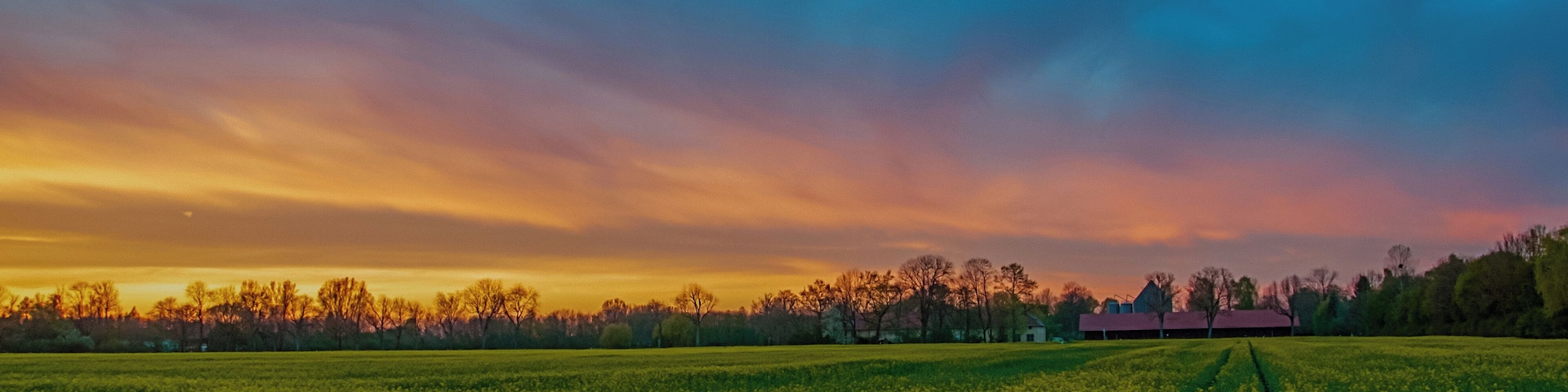 Eichenau, Oberbayern, Abendstimmung.