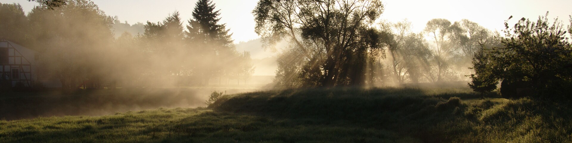 Lauter (river) near confluence with "Rudloser Bach" (stream) in Angersbach, Wartenberg, Hesse, Germany
