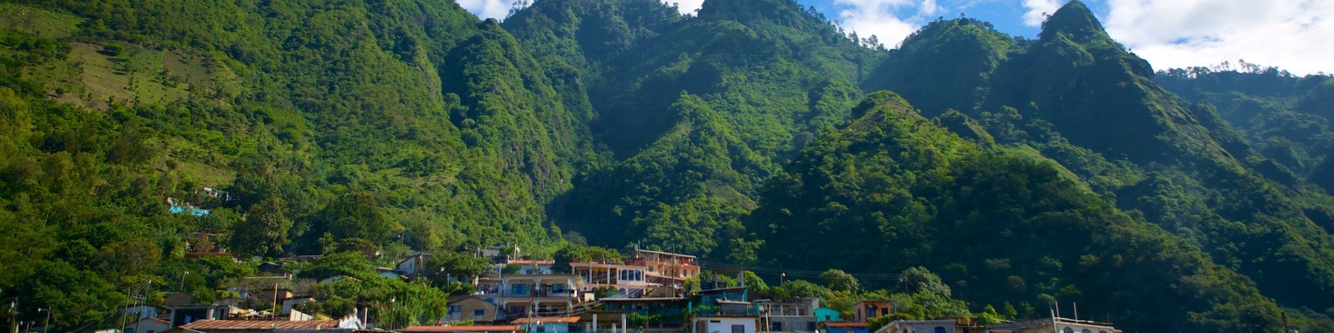 Santa Cruz La Laguna showing mountains and a small town or village