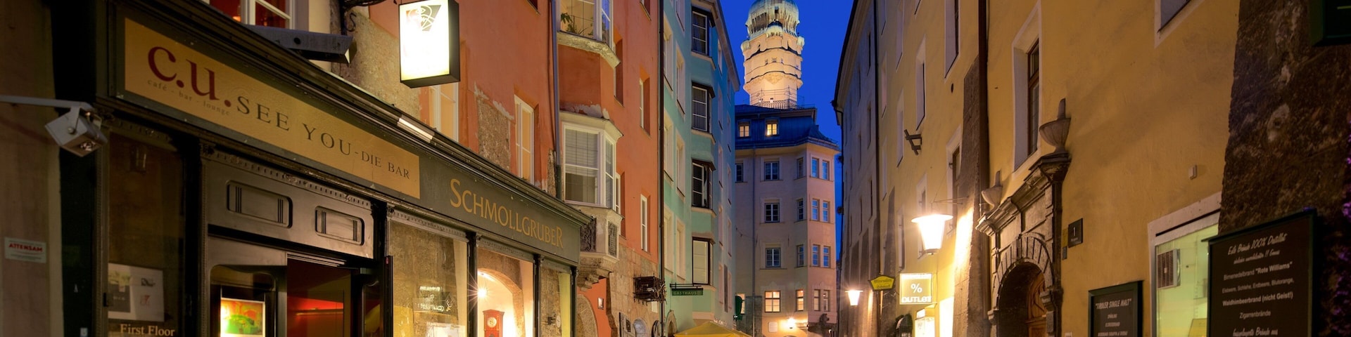 City Tower showing heritage elements and night scenes