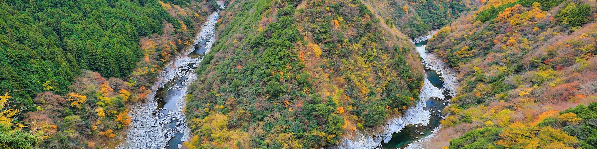 The Iya Valley region in Tokushima Prefecture, Japan is a scenic area known for its dramatic mountain valleys.