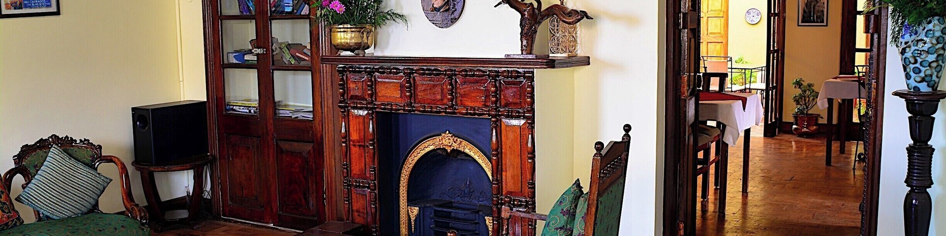 The Sherlock is a lovely property in Ooty with a Sherlock Holmes theme. This is a common area for all guests.