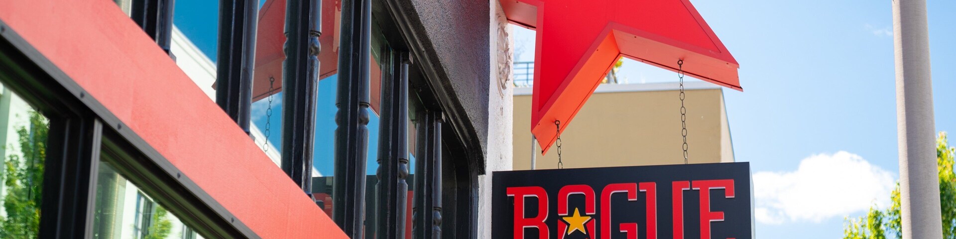 Rogue Distillery and Public House featuring signage