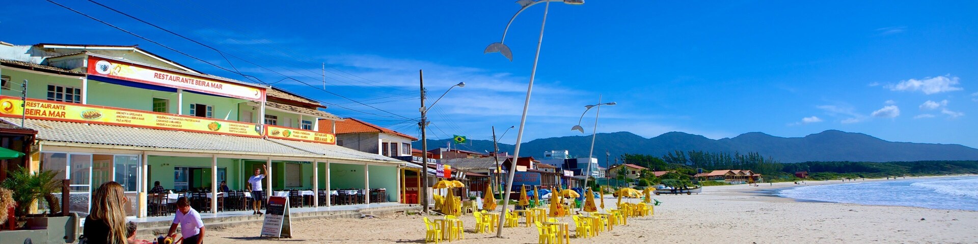 Barra da Lagoa Beach showing a sandy beach and landscape views