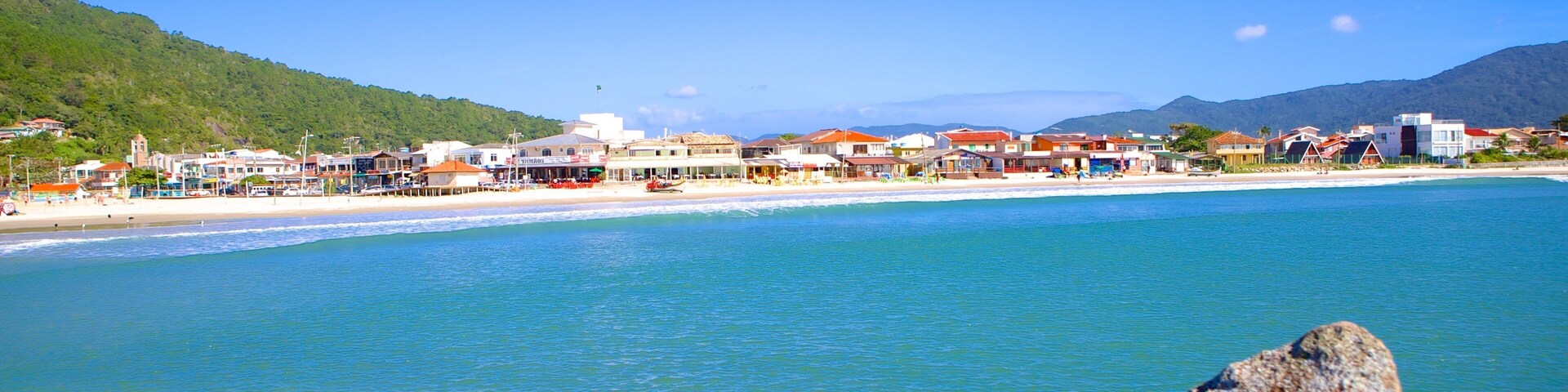Barra da Lagoa Beach showing general coastal views and a coastal town