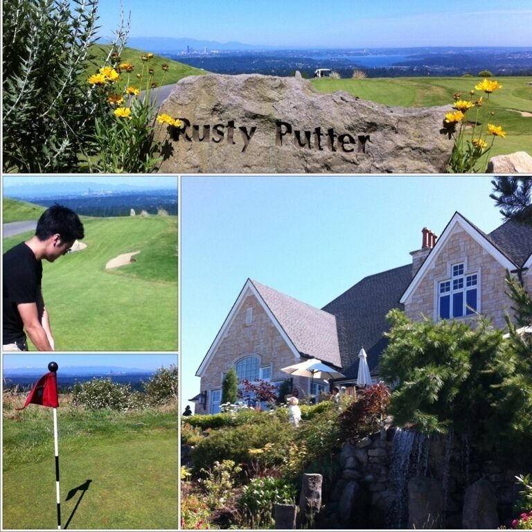 Miniature golf done right at the Rusty Putter at The Golf Club at Newcastle. It's an 18-hole putting green that was designed by golf course architect Robert E. Cupp. For $15 a round, you can experience the amazing Newcastle views of Seattle and Lake Washington, while playing on a legit putting course. ^^. #kidsfun #golf