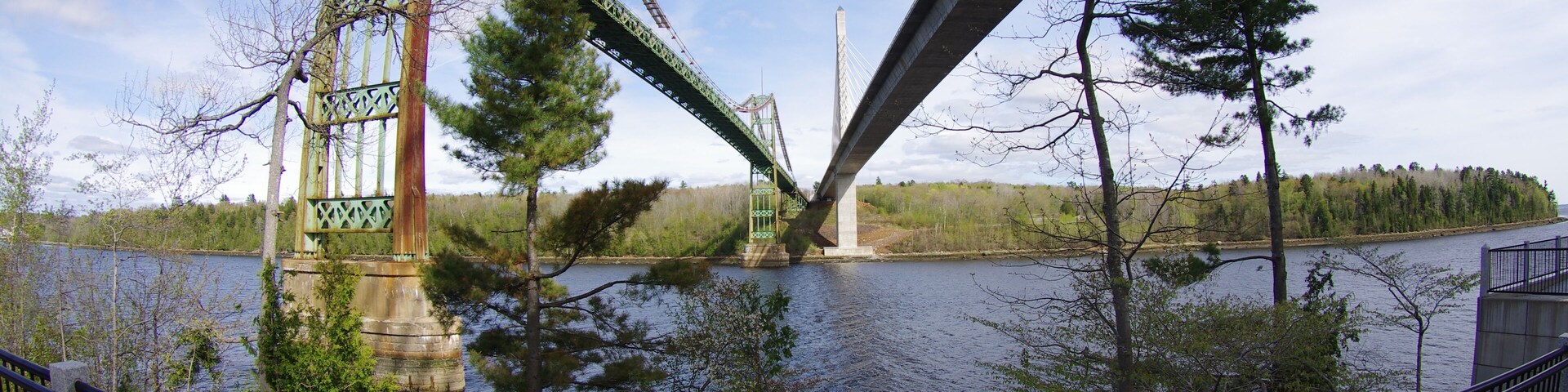 The old and new bridges side by side. You can go to an observation deck at the top of one of the new bridges towers. #OnTheRoad