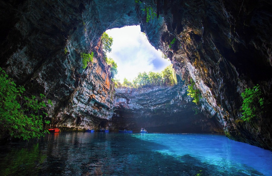 Melissani Lake is located in a cave near the town Sami, on Kefalonia island, Greece.
Here water from the ground and sea meets and makes for some of the clearest water you'll ever see.
#bvsblue