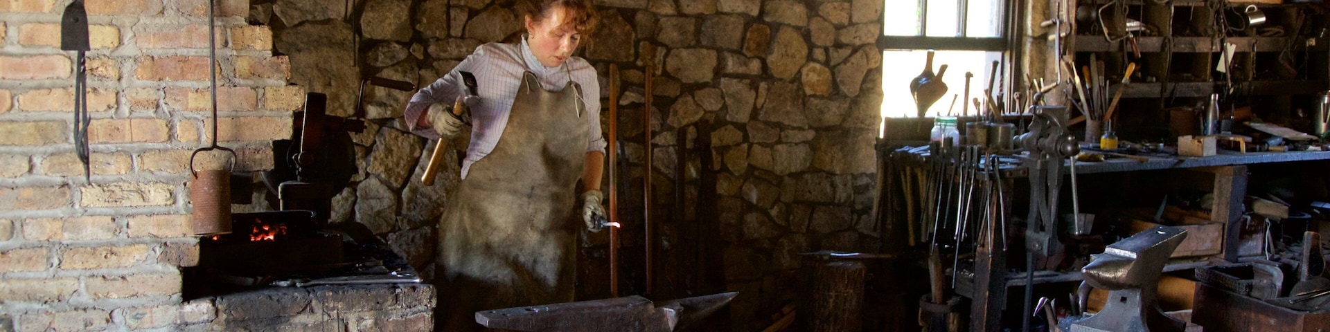 Naper Settlement Museum featuring interior views as well as an individual femail