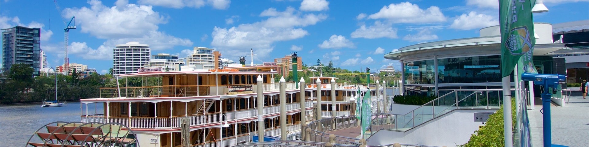 Eagle Street Pier which includes cruising, a bay or harbor and a river or creek