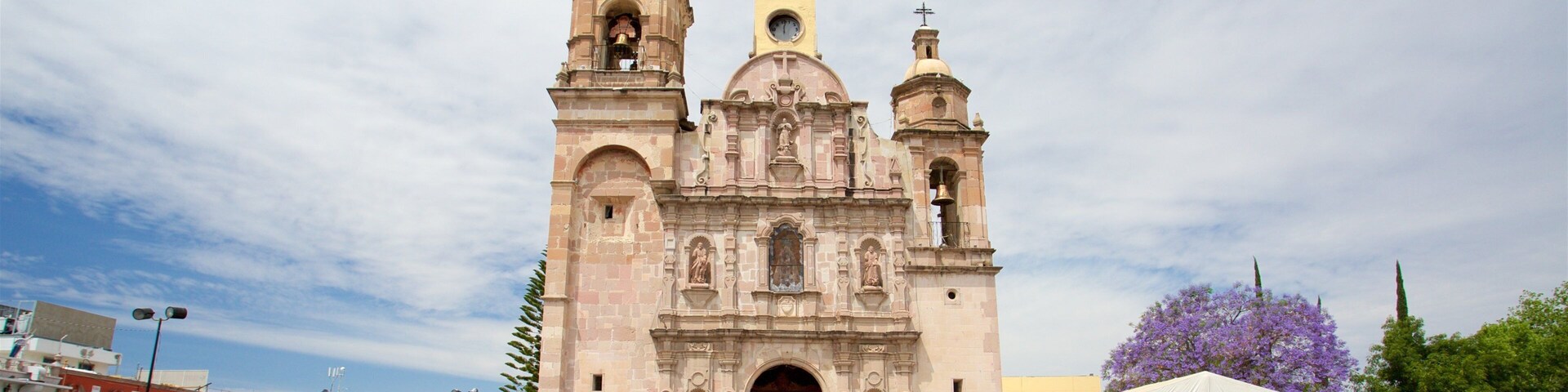 San Marcos Church which includes a square or plaza, heritage architecture and a church or cathedral