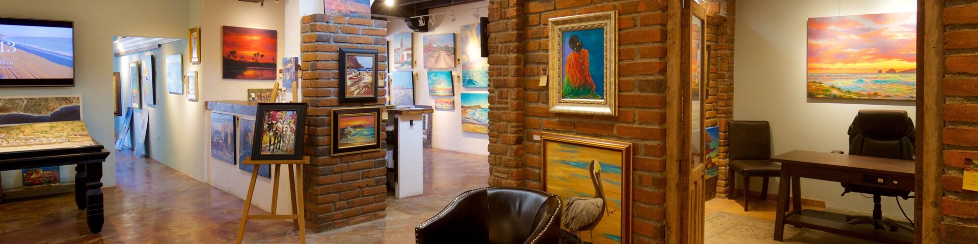 Old Town Gallery showing interior views and art