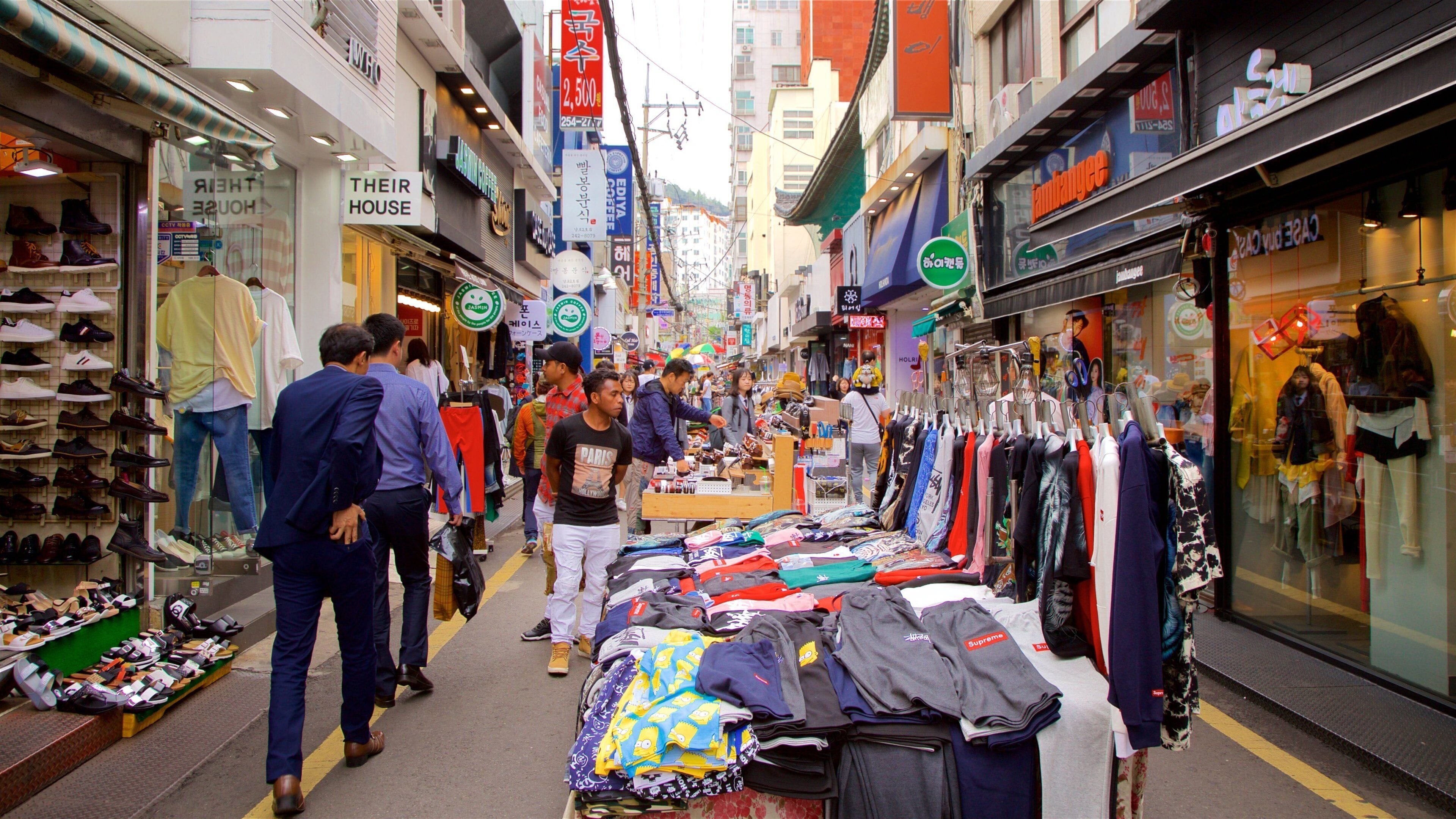 Mercado de Gukje caracterizando compras, uma cidade e mercados