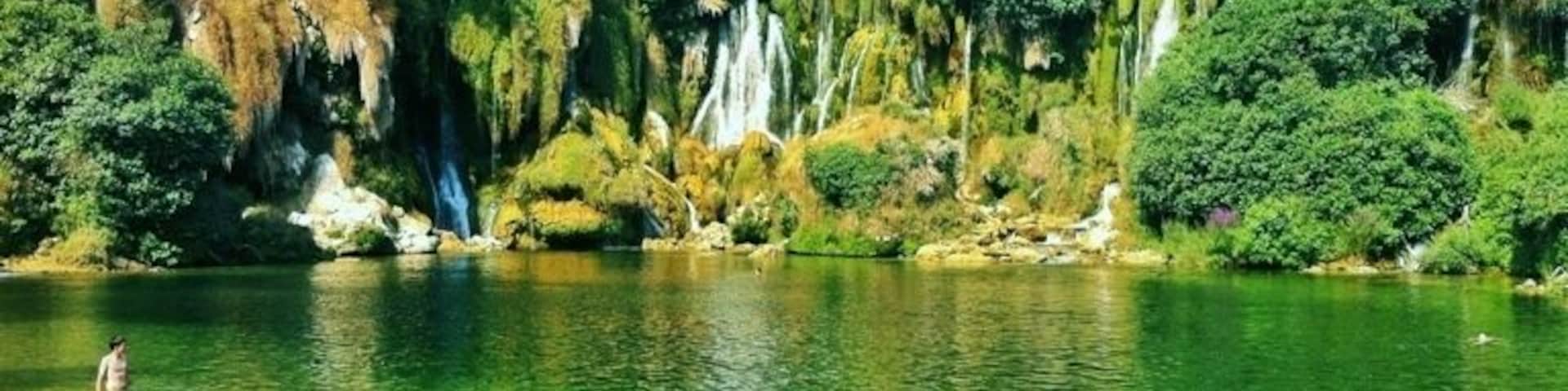 Kravice Waterfalls, an hidden treasure of Herzegovina. You can go there from Medjugorie with a taxi spending 40 euros (roundtrip), and the driver will wait for you while you take a bath or simply enjoy this beautiful place!
